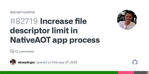 increase file descriptor limit in nativeaot app process · issue 82719