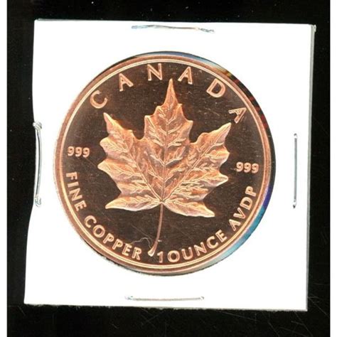 1 Ounce Canada Maple Leaf 999 Fine Copper Round