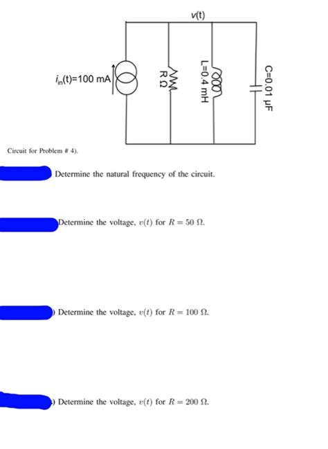 Solved Determine The Natural Frequency Of The Circuit Chegg