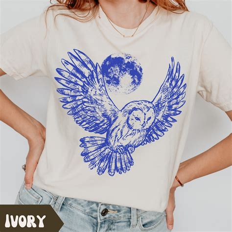 Owl Shirt Comfort Colors Full Moon Celestial Magical Owl Lover T