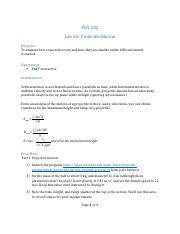Lab Projectile Motion Docx PHY Lab Projectile Motion Purpose To Examine How