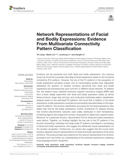 Pdf Network Representations Of Facial And Bodily Expressions