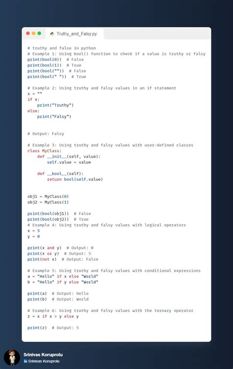 Srinivas Koruprolu On Linkedin Python Truthyvalues Falsyvalues Magicmethods