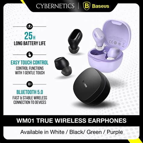 Baseus Wm Tws Bluetooth Earphones Stereo Wireless Bluetooth Headphones Touch Control Noise