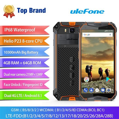 Ulefone Armor IP Waterproof Mobile Phone Android FHD Octa Core Smart Devices