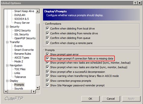 Sftp Connection Fails When Password Not Specified In Cuteftp Site