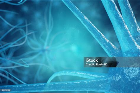 빛나는 링크 매듭을 가진 신경 세포의 개념적 그림 시 냅 스 및 전기 화학 신호를 보내는 신경 세포 전기 펄스와 상호 뉴런의 신경입니다 3 차원 일러스트 레이 션 3차원