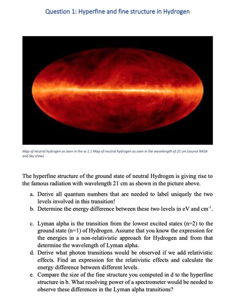 Solved Question 1 Hyperfine And Fine Structure In Hydrogen