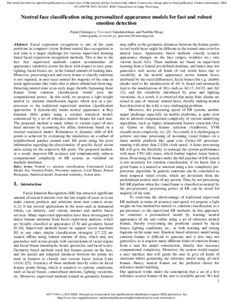 pdf neutral face classification using personalized appearance models