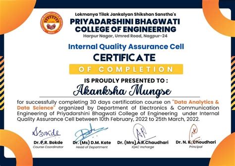 Akanksha Mungse On Linkedin 💫successfully Completed 1 Month Certification Course On Data