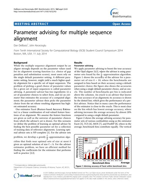 Pdf Parameter Advising For Multiple Sequence Alignment