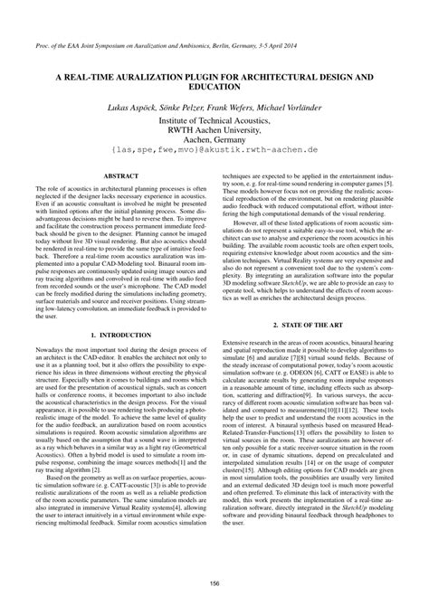 Pdf A Real Time Auralization Plugin For Architectural Design And