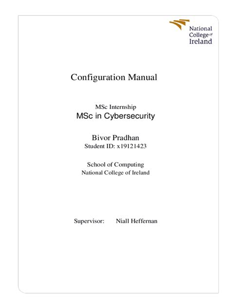 Fillable Online Msc In Cybersecurity Configuration Manual Fax Email Print Pdffiller