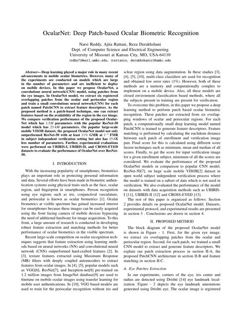 Pdf Ocularnet Deep Patch Based Ocular Biometric Recognition