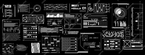 Premium Vector Futuristic Digital Collection Hud For Ui Ux And Gui Projects Hitech Design