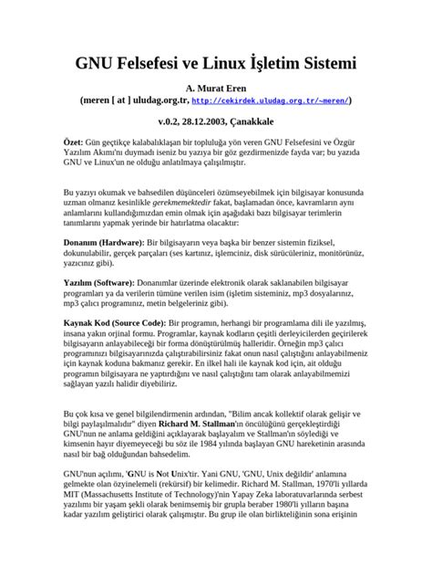 Gnu Felsefesi Ve Linux Isletim Sistemi Pdf