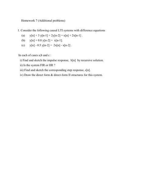solved 1 consider the following causal lti systems with