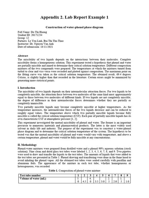 Appendix 2 Lab Report Example 1 Pdf Phase Matter Water