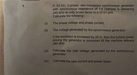 Answered 1 A 33 Kv 3 Phase Star Connected… Bartleby