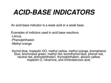 Ppt Acid Base Indicators Powerpoint Presentation Free Download Id 4538660