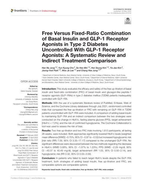 Pdf Free Versus Fixed Ratio Combination Of Basal Insulin And Glp 1