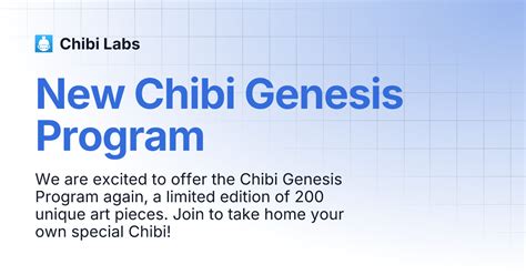 New Chibi Genesis Program Chibi Labs