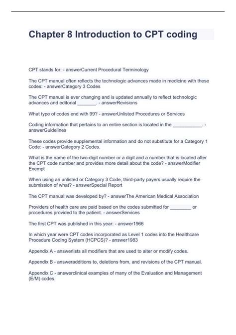Chapter 8 Introduction To Cpt Coding Questions And Answers 2024 Dpt