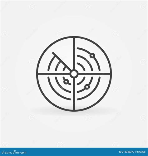 Military Search System Line Icon Radar Vector Round Sign Stock Vector