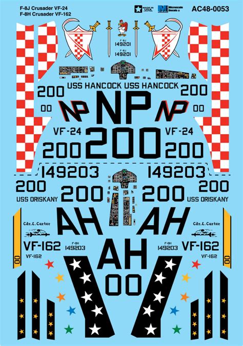 Vought F 8 J Crusader Vf 24 And F 8 H Crusader Vf 162 Decals Microscale