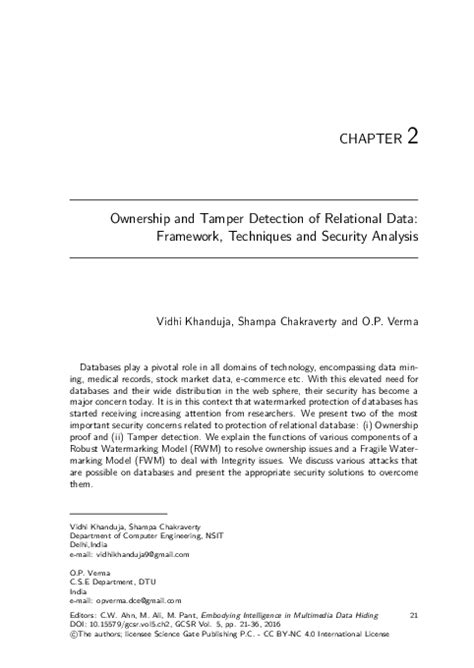 pdf ownership and tamper detection of relational data framework