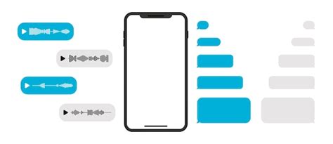 소셜 미디어 개념 캐 러셀 메신저 채팅 화면이있는 스마트 폰 작성 대화를위한 Sms 템플릿 거품 현대 그림 프리미엄 벡터