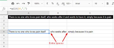 How To Use Trim Function With Split In Google Sheets