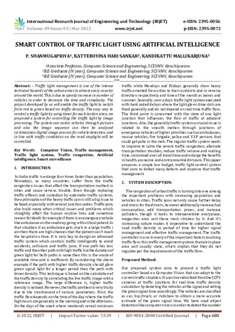 Pdf Smart Control Of Traffic Light Using Artificial Intelligence