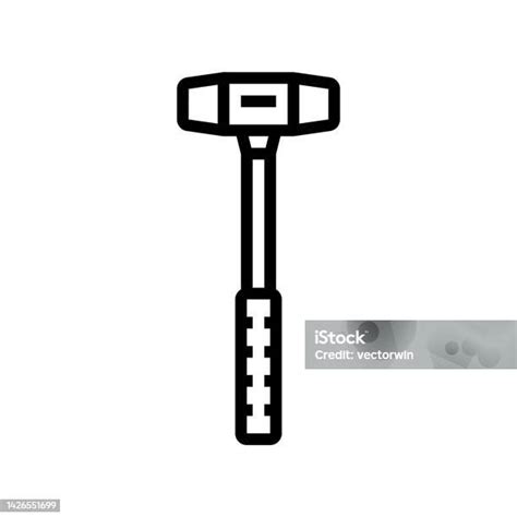 부드러운 얼굴 해머 도구 라인 아이콘 벡터 일러스트 레이 션 강철에 대한 스톡 벡터 아트 및 기타 이미지 강철 경매 금속