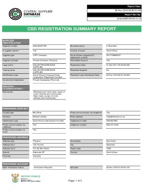 Fillable Online CSD REGISTRATION SUMMARY REPORT Hot Tools Fax Email Print PdfFiller