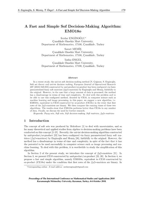 Pdf A Fast And Simple Soft Decision Making Algorithm Emo18o