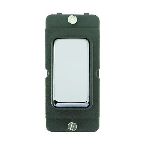 Hamilton GRID IT AX Double Pole Switch Module With Bright Chrome Rocker And Quartz Grey