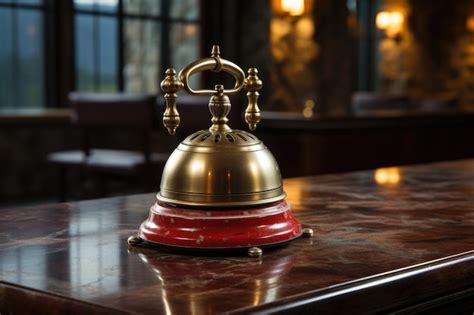 Premium Ai Image Hotel Ring Bell On Counter Desk At Front Reception