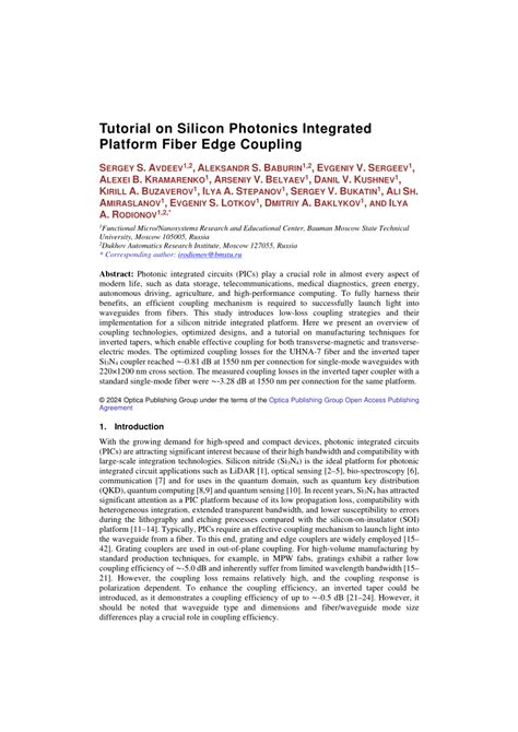 pdf tutorial on silicon photonics integrated platform fiber edge coupling