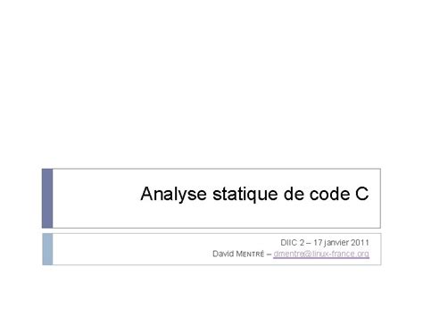 Analyse Statique De Code C Diic 2 17