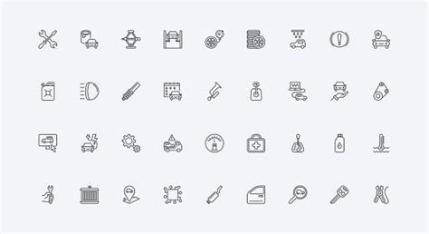 자동차 수리 및 유지 보수 서비스 차고 진단 차량 부품 라인 아이콘 세트 가벼운에 대한 스톡 벡터 아트 및 기타 이미지 가벼운 건강 진단 검은색 Istock