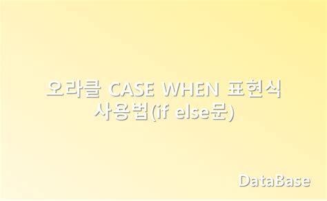 Oracle 오라클 Case When 표현식 사용법if Else문