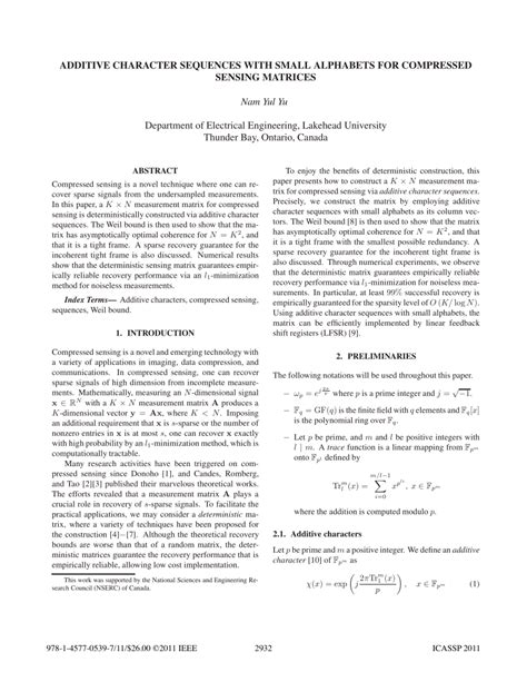 Pdf Additive Character Sequences With Small Alphabets For Compressed