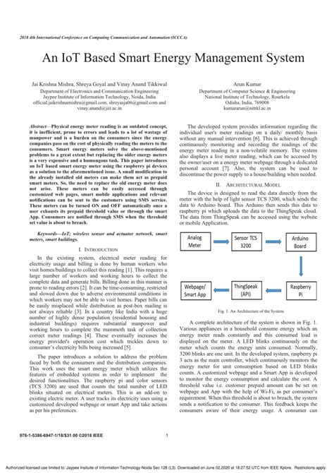PDF An IoT Based Smart Energy Management System