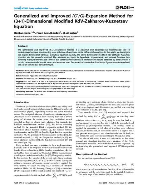 Pdf Generalized And Improved G9g Expansion Method For 31 Dimensional Modified Kdv