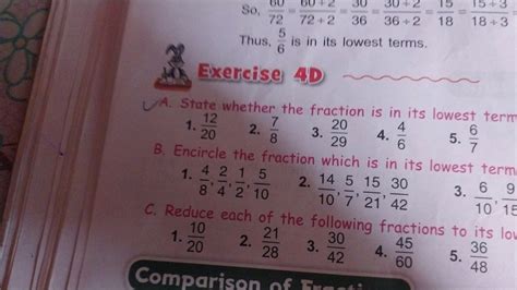 A State Whether The Fraction Is In Its Lowest Term Frac{12}{20} Frac