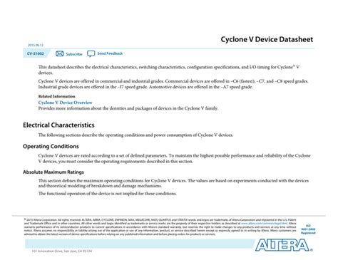 Cyclone V Device Datasheet