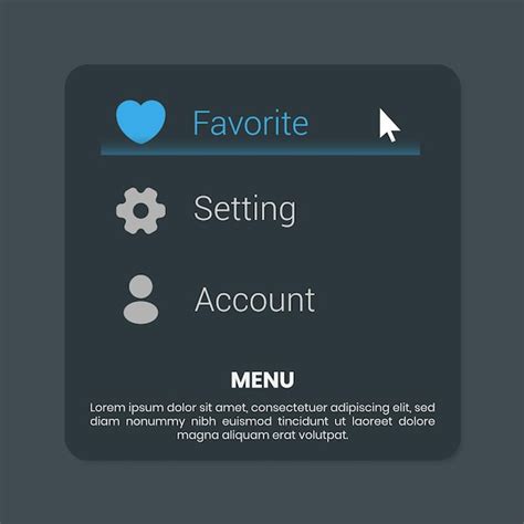 Premium Vector Dark Theme Option Menu Design For User Interface