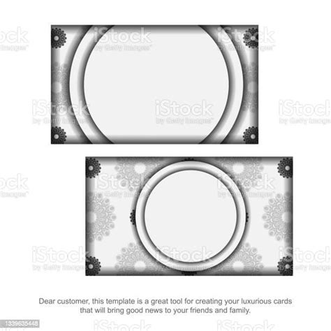 인쇄 할 준비가 된 명함 디자인 화이트 컬러와 만다라 텍스트와 검은 장식을위한 장소가있는 명함 템플릿 0명에 대한 스톡 벡터 아트 및 기타 이미지 Istock