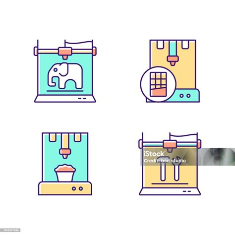 3d 인쇄 된 실제 개체 Rgb 색상 아이콘 세트 0명에 대한 스톡 벡터 아트 및 기타 이미지 0명 3차원 형태 개념 Istock